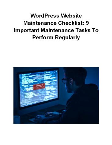 PPT – WordPress Website Maintenance Checklist: 9 Important Maintenance Tasks To Perform ...