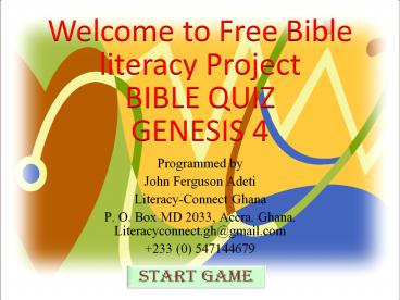 BIBLE QUIZ GAME - GENESIS 4 presentation | free to download