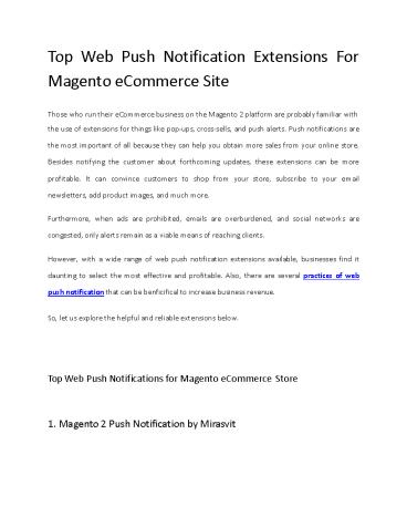 Top Web Push Notification Extensions For Magento eCommerce Site ...