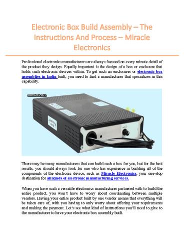 Electronic Box Build Assembly – The Instructions And Process – Miracle ...