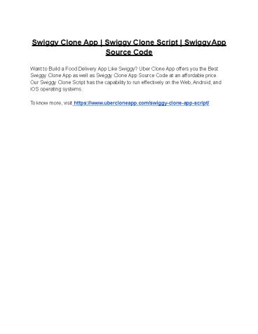 Swiggy Clone App | Swiggy Clone Script | Swiggy App Source Code presentation | free to download