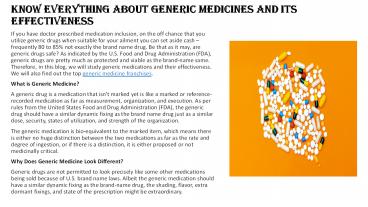 Know Everything About Generic Medicines and its Effectiveness ...