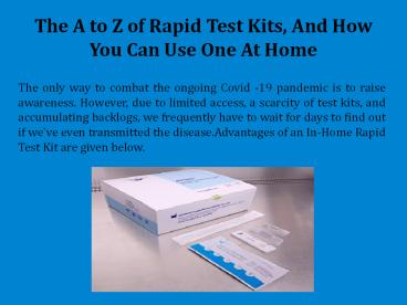 The A to Z of Rapid Test Kits, And How You Can Use One At Home ...