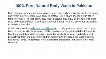 PPT – 100% Pure Natural Body Wash in Pakistan PowerPoint presentation ...