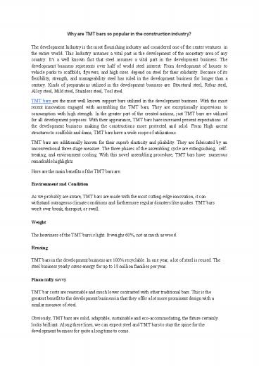 PPT – Why TMT Bar So Popular for Construction Purpose? PowerPoint ...