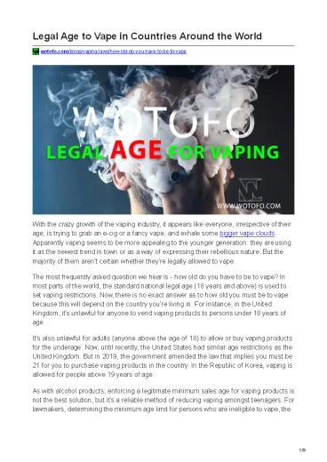 PPT – Legal Age to Vape in Countries Around the World PowerPoint ...