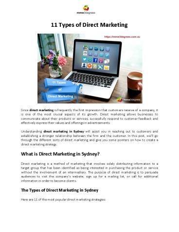 11 Types of Direct Marketing presentation | free to download