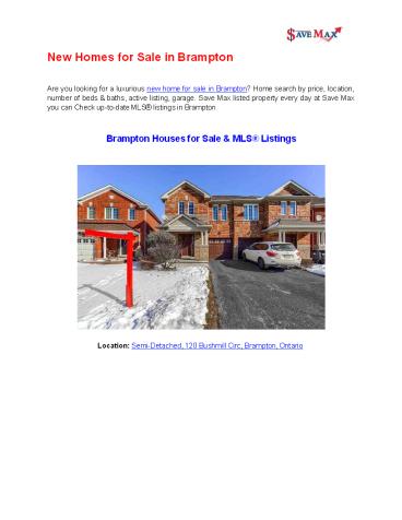 PPT – Luxurious New Homes for Sale in Brampton - Save Max PowerPoint ...