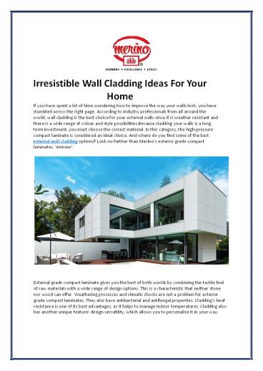 PPT – Irresistible Wall Cladding Ideas for Your Home PowerPoint ...