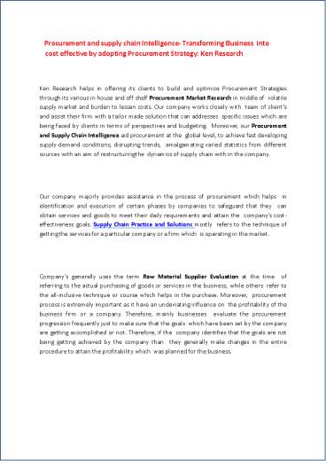 Procurement Market Research Reports| Procurement and supply chain ...