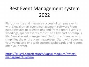 Best Event Management system 2022 presentation | free to download