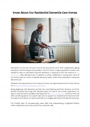PPT – Know About Our Residential Dementia Care Homes - Minster Care ...