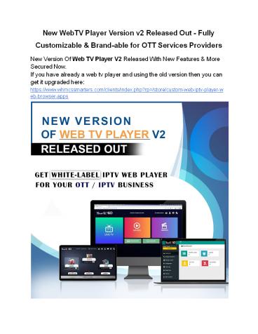 PPT – New Web TV Player Version v2 Released Out - Fully Customizable ...