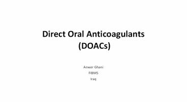 Direct oral anticoagulants (DOACs) presentation | free to download
