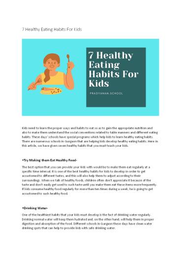 7 Healthy Eating Habits For Kids presentation | free to download