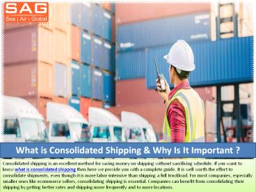 What is Consolidated Shipping & Why Is It Important ? presentation ...