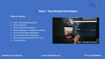 Sixpl - Top React Develoopers presentation | free to download