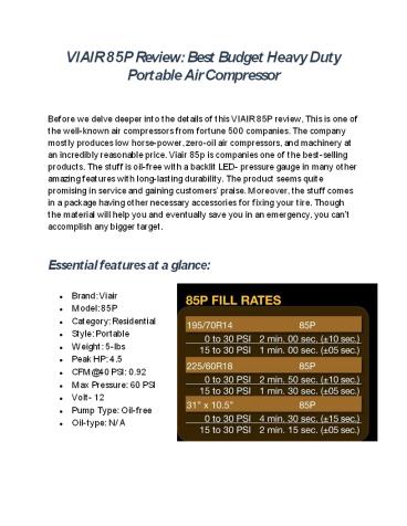 PPT – VIAIR 85P Review PowerPoint presentation | free to download - id ...