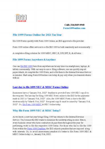 form1099 online is irs approved efile provider presentation | free to ...