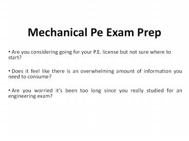 PPT – Mechanical Pe Exam Prep PowerPoint presentation | free to ...