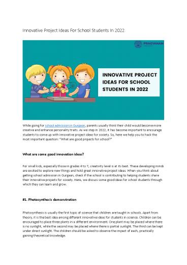 Innovative Project Ideas For School Students In 2022 presentation ...