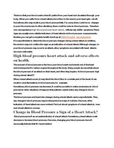 What happens if you have a heart attack as a result of high blood ...