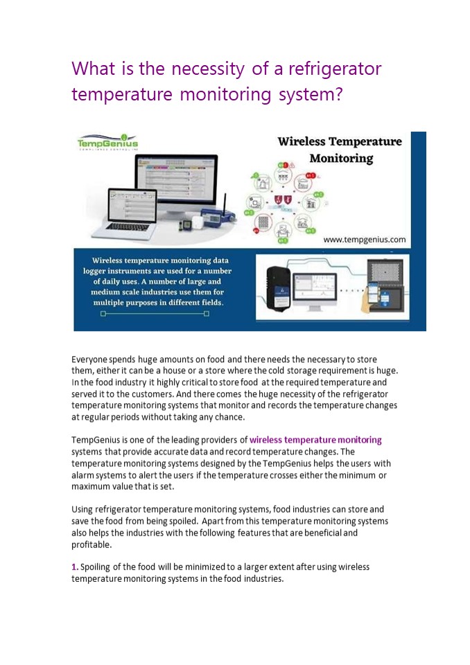 What is the necessity of a refrigerator temperature monitoring system ...