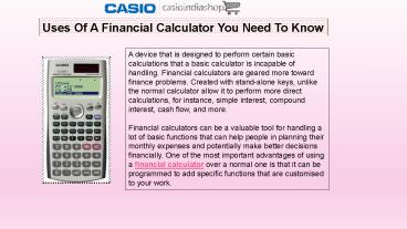 Uses of a Financial calculator you need to know presentation | free to ...