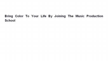 PPT – Sound Engineering Colleges In India PowerPoint presentation ...