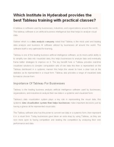 PPT – Best Tableau Training Institute in Hyderabad PowerPoint ...