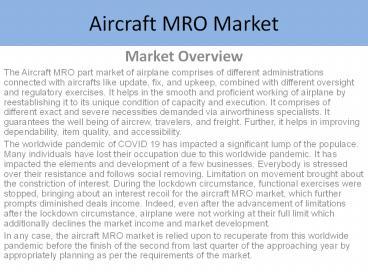 Aircraft MRO Market Report presentation | free to download