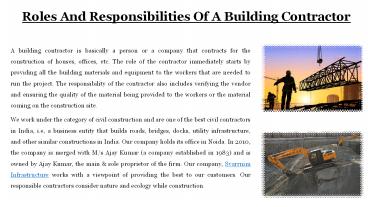 Roles And Responsibilities Of A Building Contractor presentation | free to download