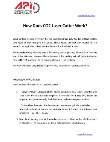 How Does CO2 Laser Cutter Work? presentation | free to download