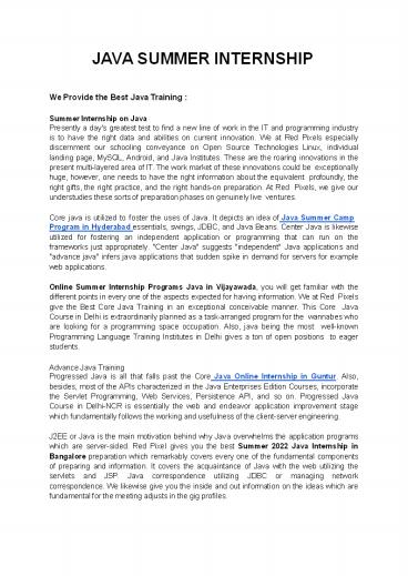 PPT JAVA SUMMER INTERNSHIP PowerPoint Presentation Free To Download 