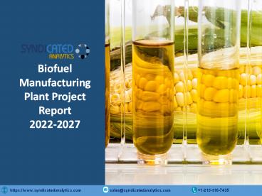 Biofuel Project Report 2022: Manufacturing Process, Plant Cost ...