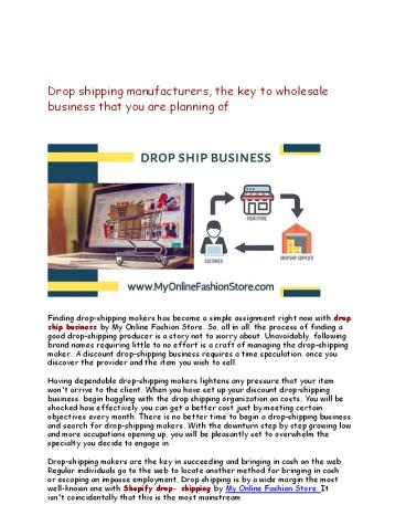 Drop shipping manufacturers, the key to wholesale business that you are ...