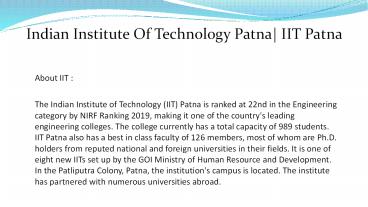 Indian Institute Of Technology Patna| IIT Patna presentation | free to ...
