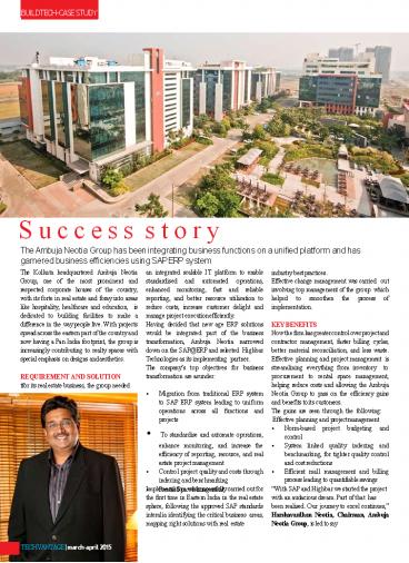 Success Story: SAP implementation by Highbar Technocrat Limited at ...