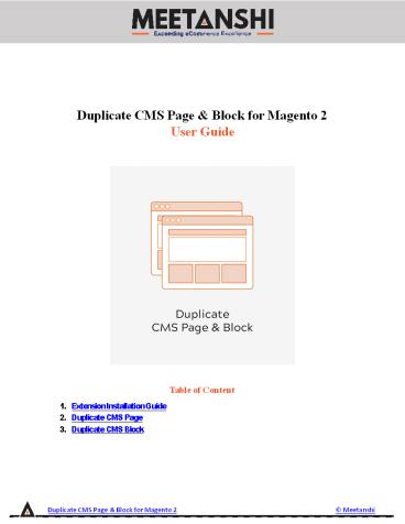 Magento 2 Duplicate CMS Page & Block presentation | free to download