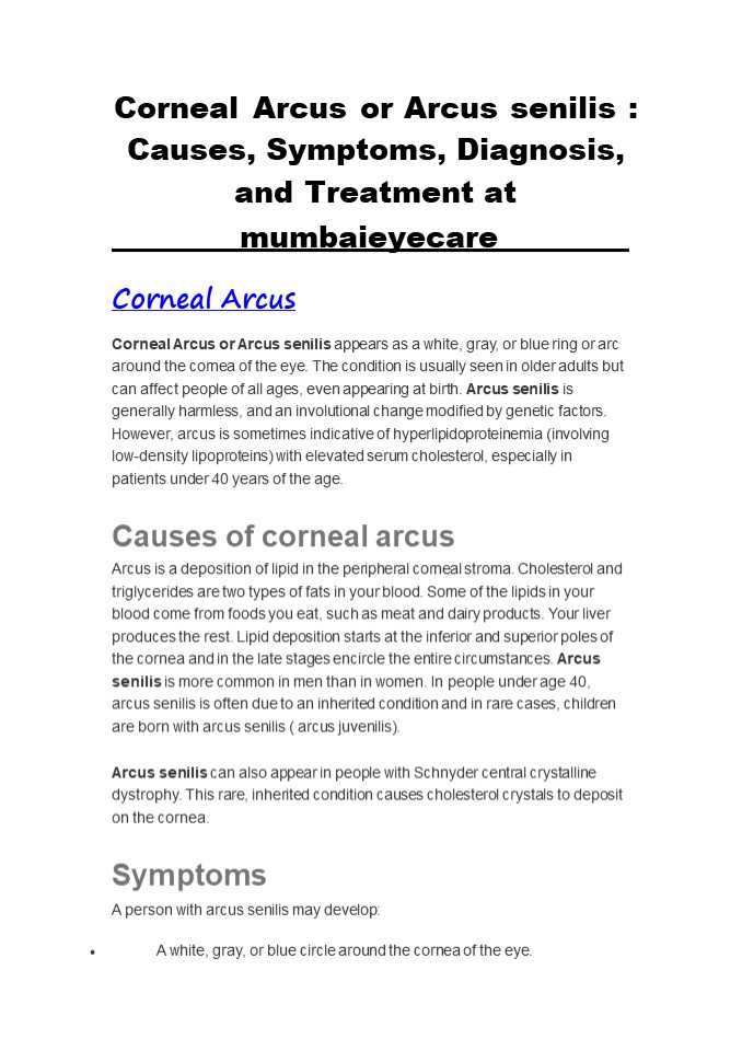 Corneal Arcus or Arcus senilis : Causes, Symptoms, Diagnosis, and ...