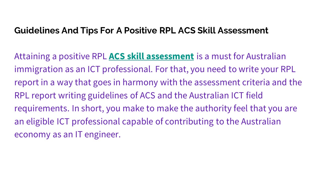 PPT – Guidelines And Tips For A Positive RPL ACS Skill Assessment ...