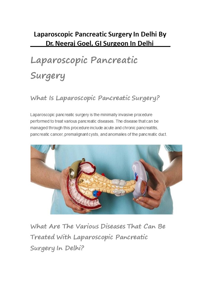 PPT – Laparoscopic Pancreatic Surgery In Delhi By Dr. Neeraj Goel, GI ...