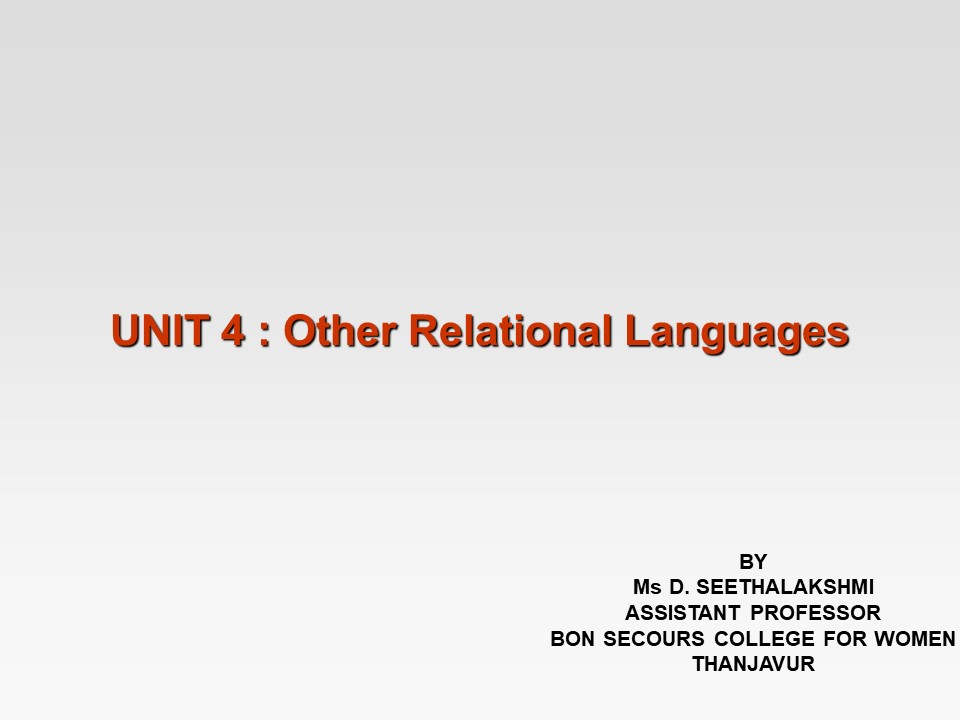 PPT – DATABASE SYSTEMS UNIT 4 PowerPoint presentation | free to ...