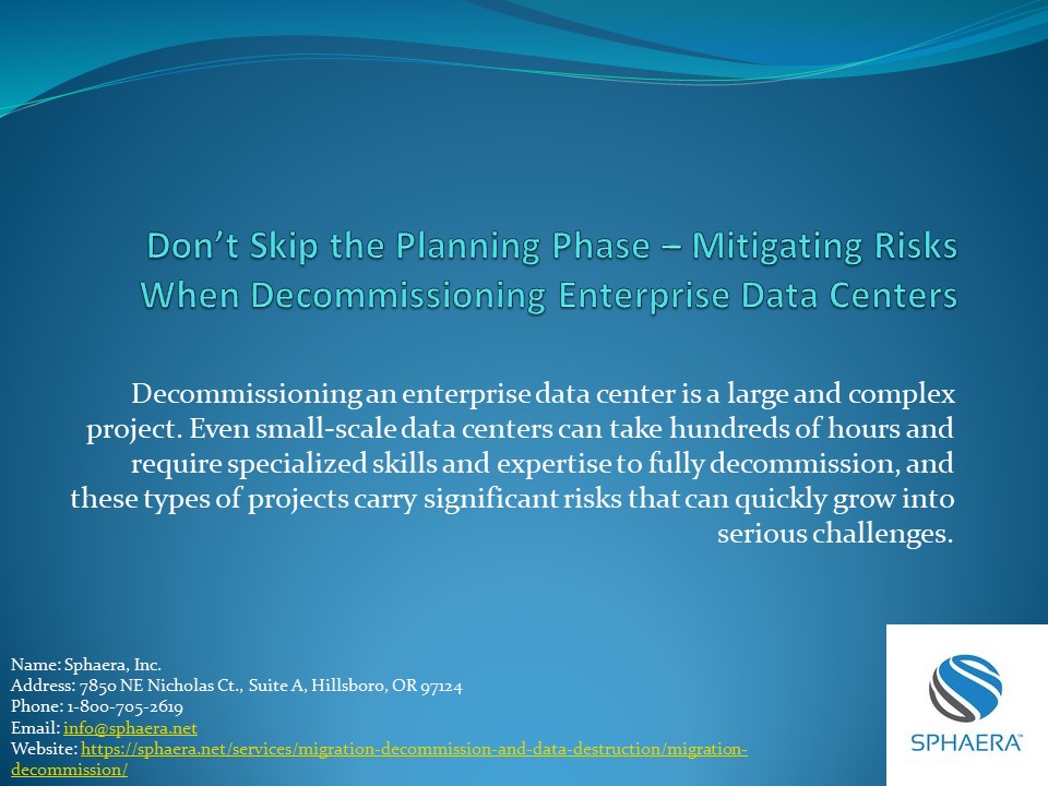 PPT – Don’t Skip the Planning Phase – Mitigating Risks When ...