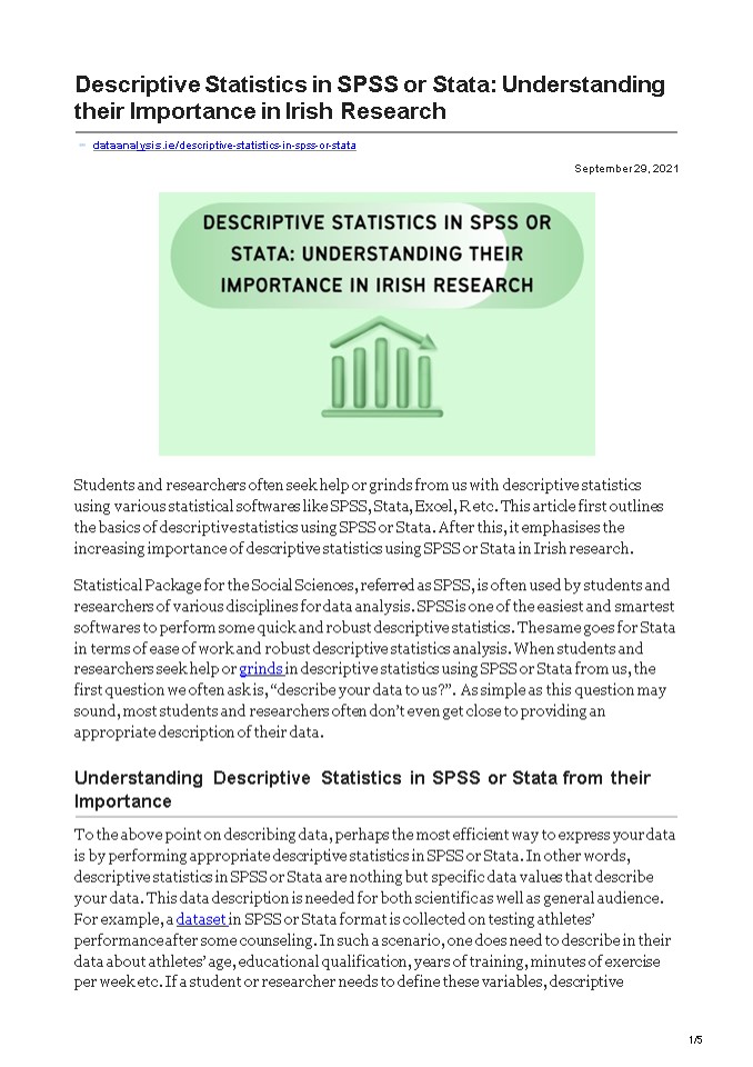 Descriptive Statistics in SPSS or Stata: Understanding their Importance ...