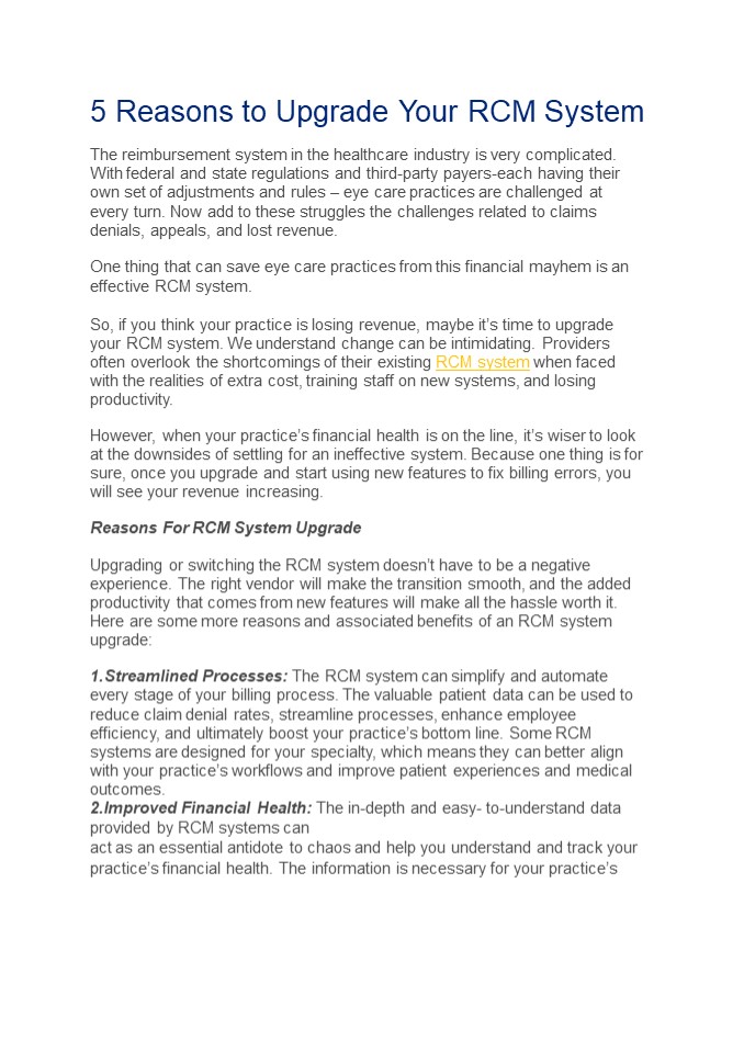 PPT – 5 Reasons to Upgrade Your RCM System PowerPoint presentation ...