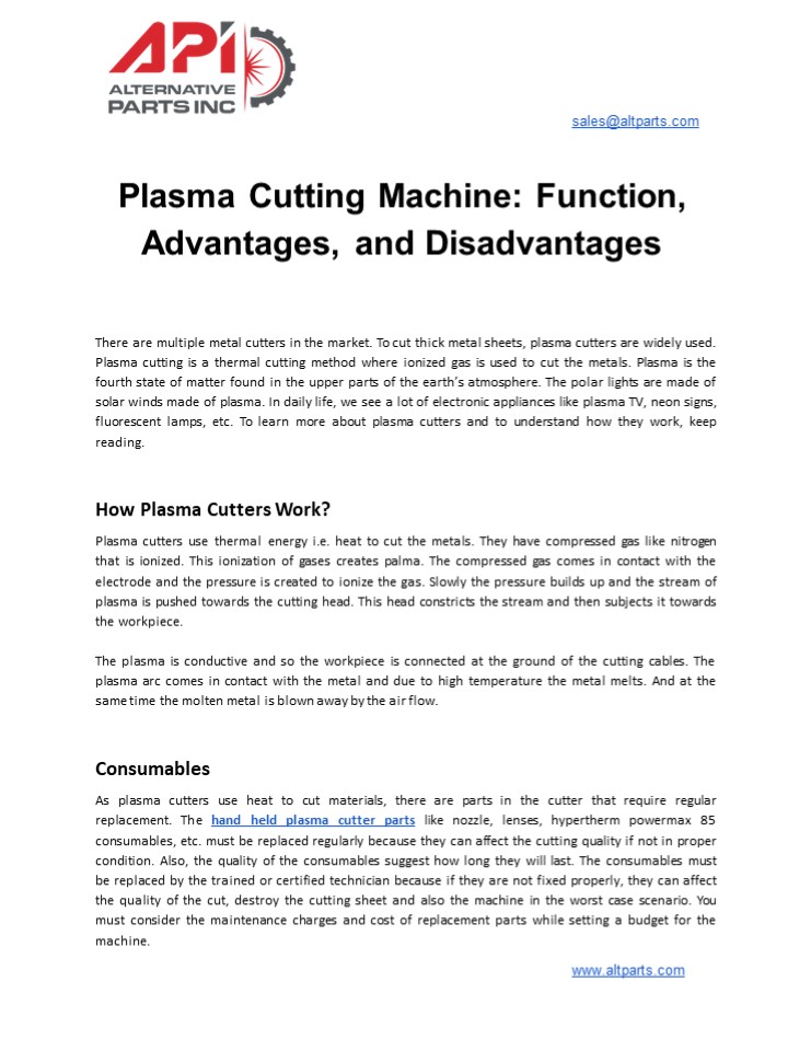 Plasma Cutting Machine: Function, Advantages, and Disadvantages ...