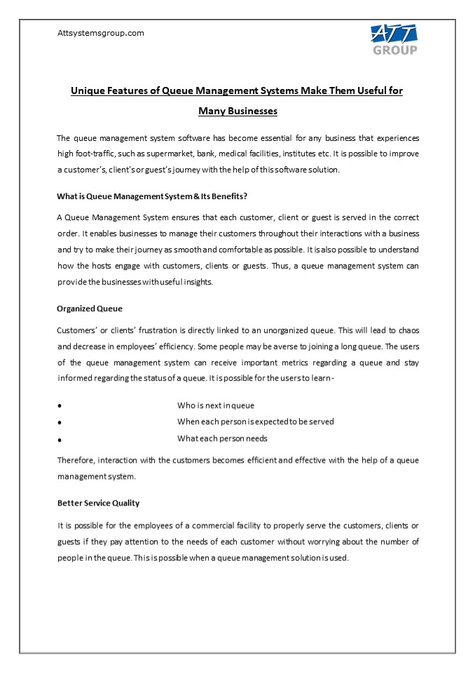 Unique Features of Queue Management Systems Make Them Useful for Many ...