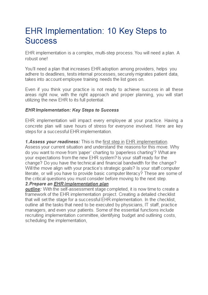 PPT – EHR Implementation: 10 Key Steps to Success PowerPoint ...