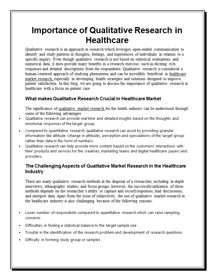 Importance Of Qualitative Research in Healthcare presentation | free to ...